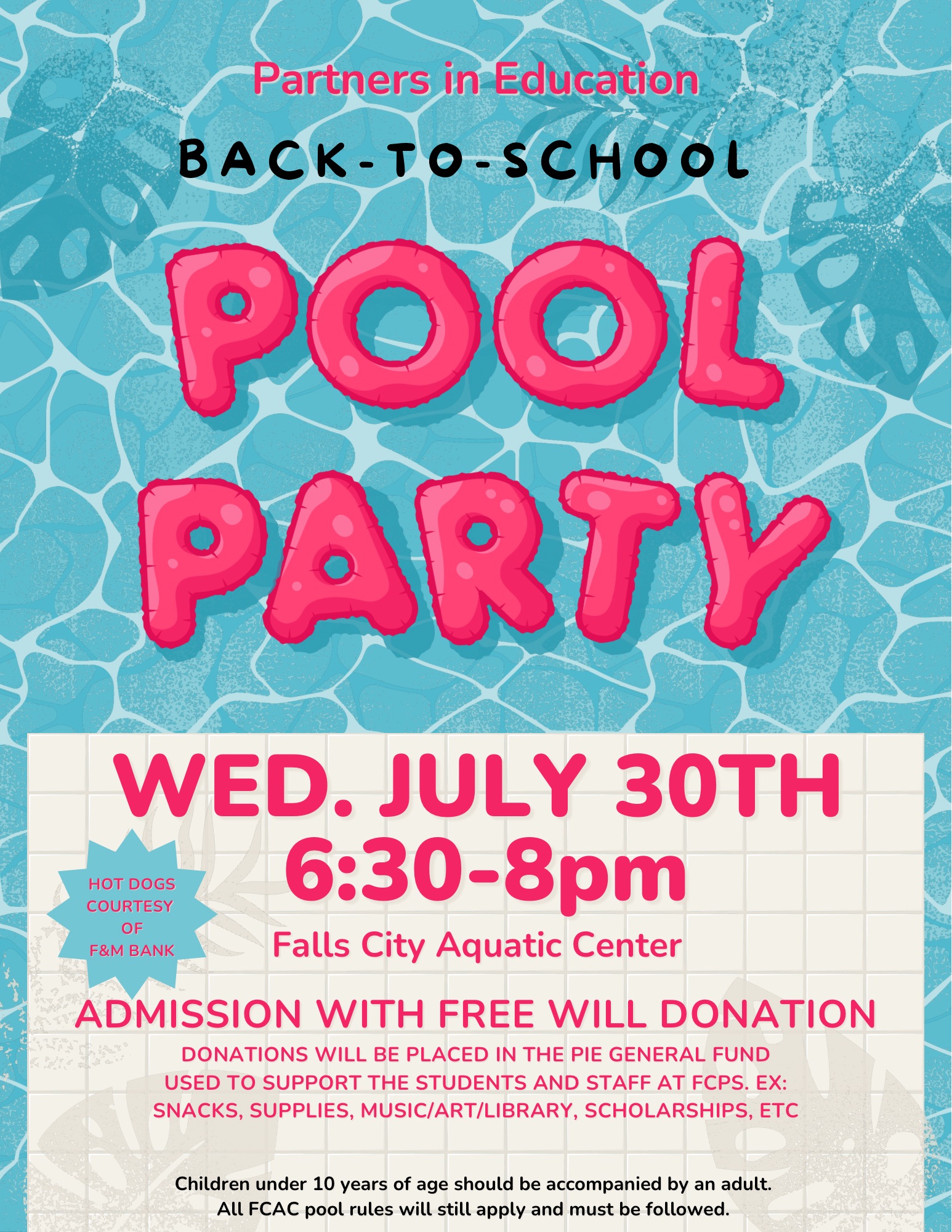 Back-to-School Pool Party - Falls City Chamber & Main Street